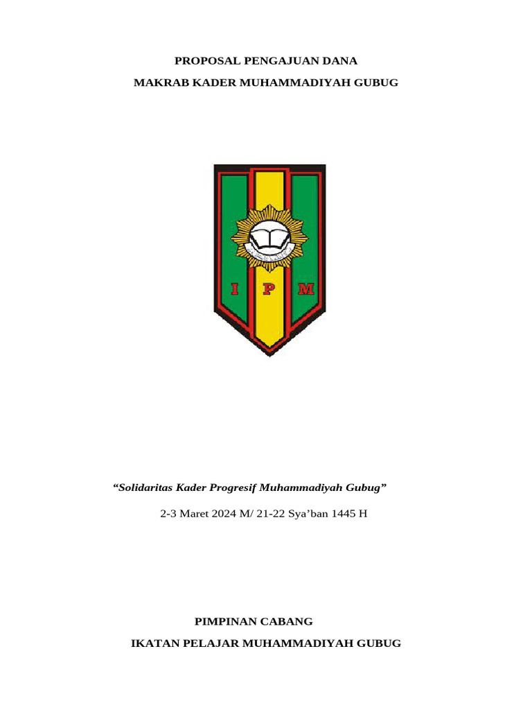 Proposal Makrab Kader IPM Gubug 2024 | PDF