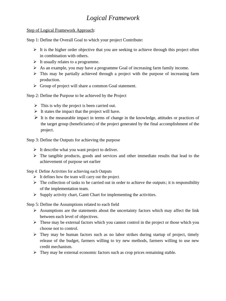 Log frame | PDF | Goal | Income