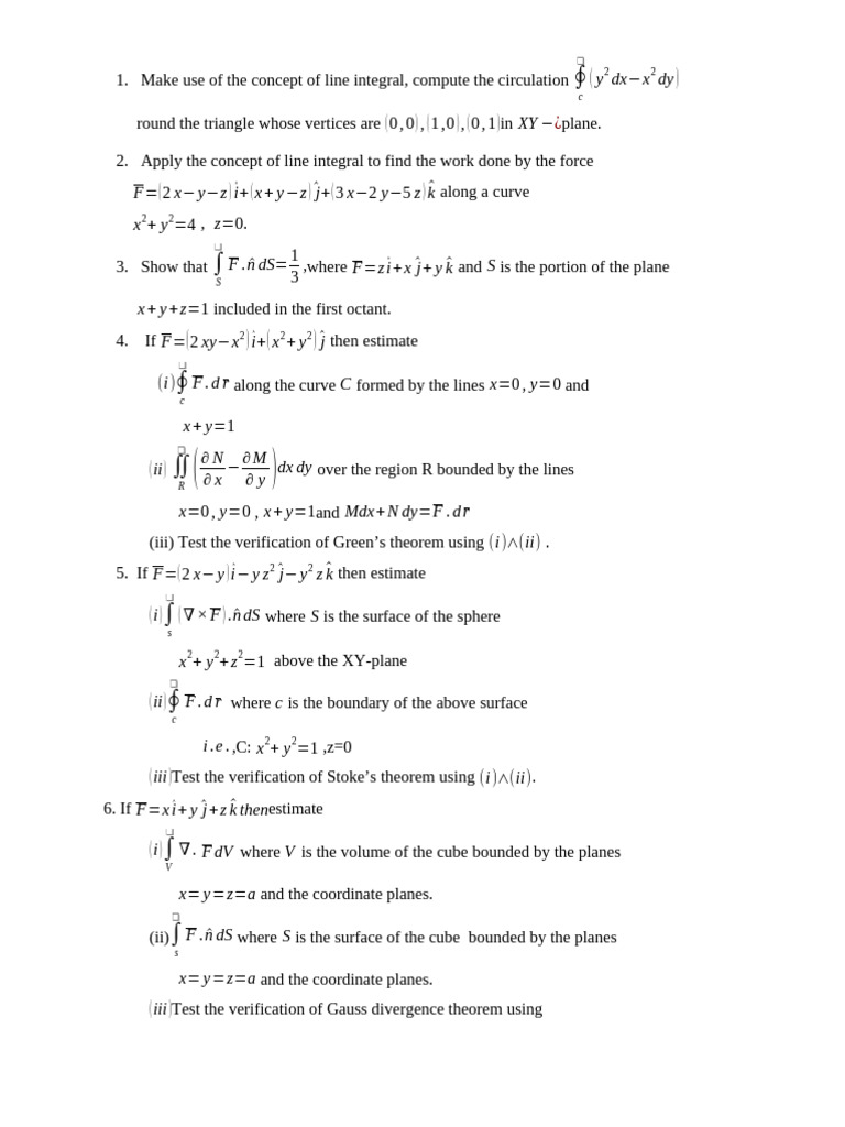 Line Integrals and Theorems in Vector Calculus | PDF