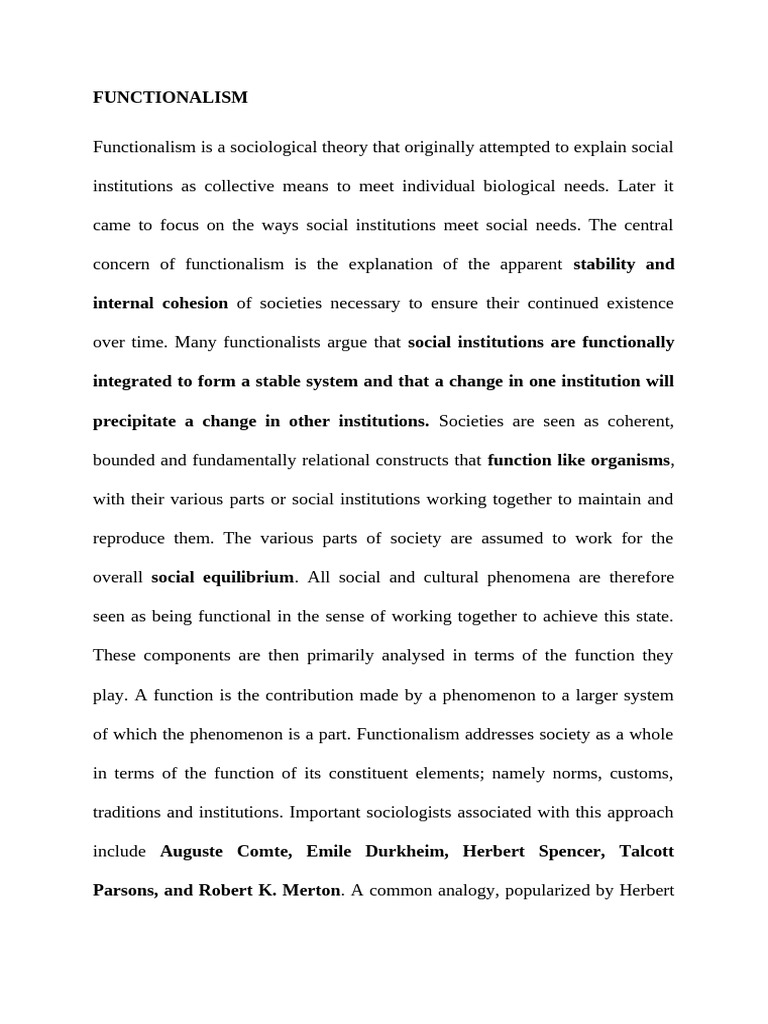 Structural Functionalism | PDF | Liberal Arts Education | Sociological ...