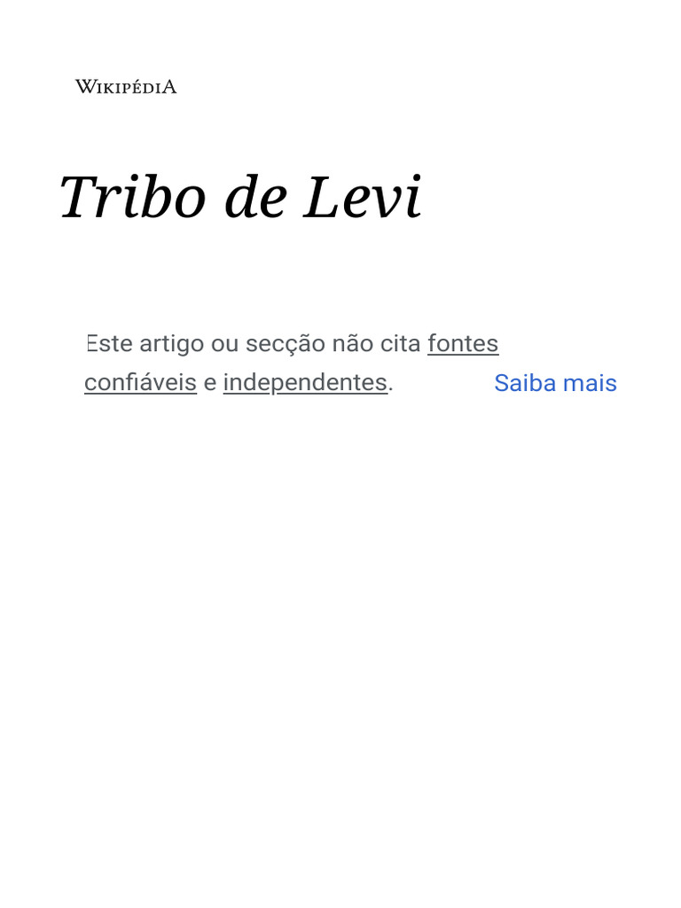 TRIBO DE LEVI | PDF | Israel Antigo e Judá | Israelitas