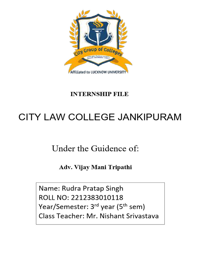 Internship File First Page | PDF