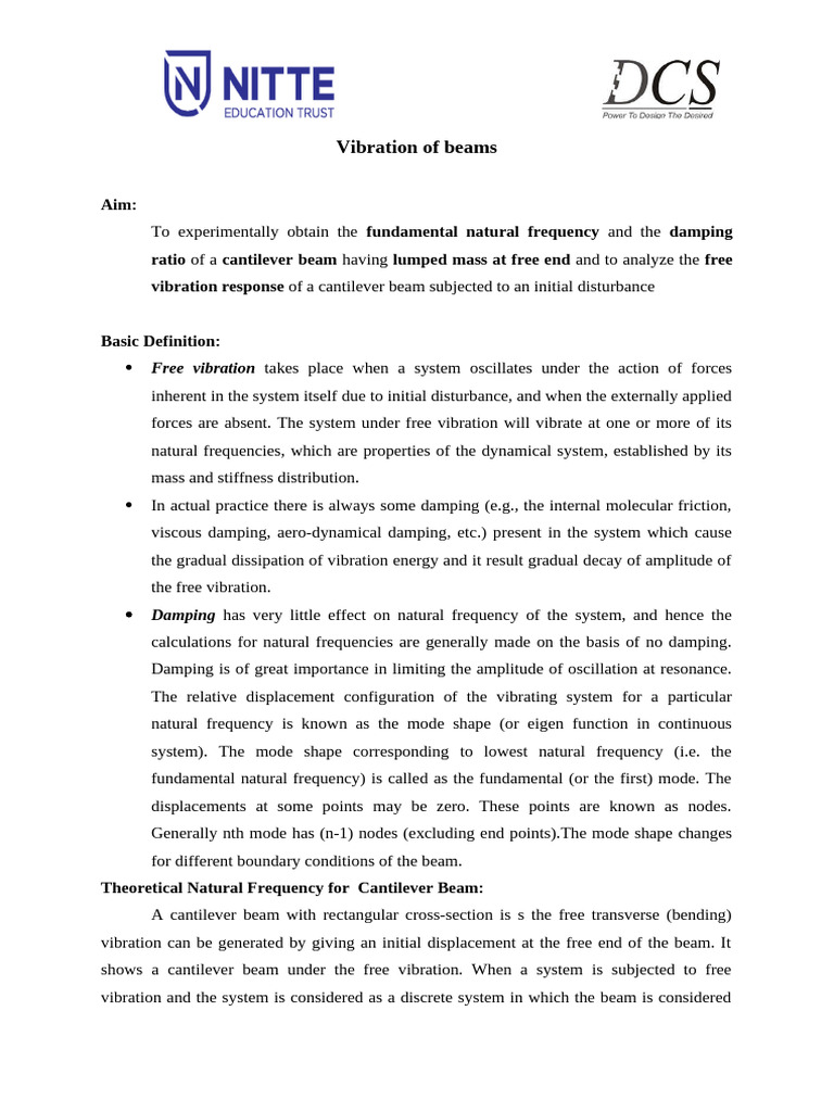 Vibration of Beams2 | PDF | Normal Mode | Damping