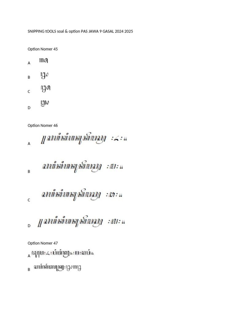 SNIPPING tOOLS soal PAS JAWA 9 GASAL 2425 | PDF
