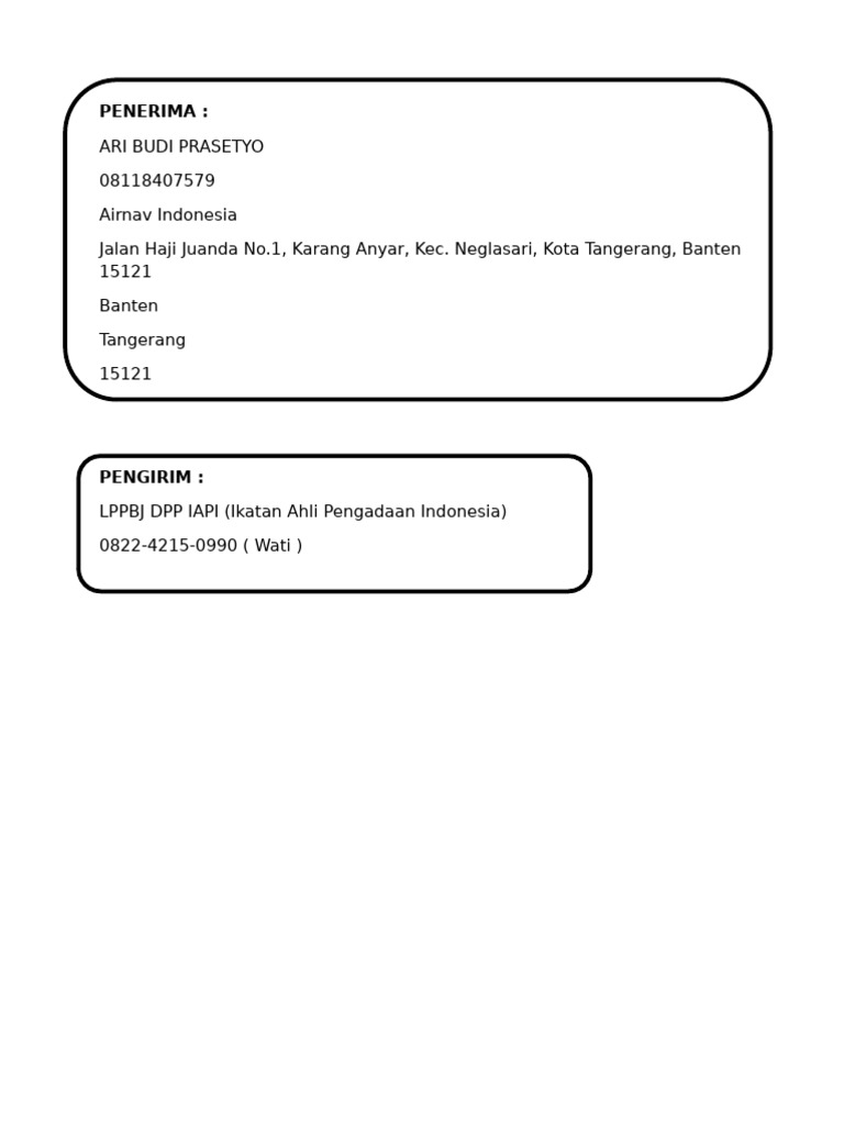 Penerima Alamt Sertifikat Pelatihan | PDF