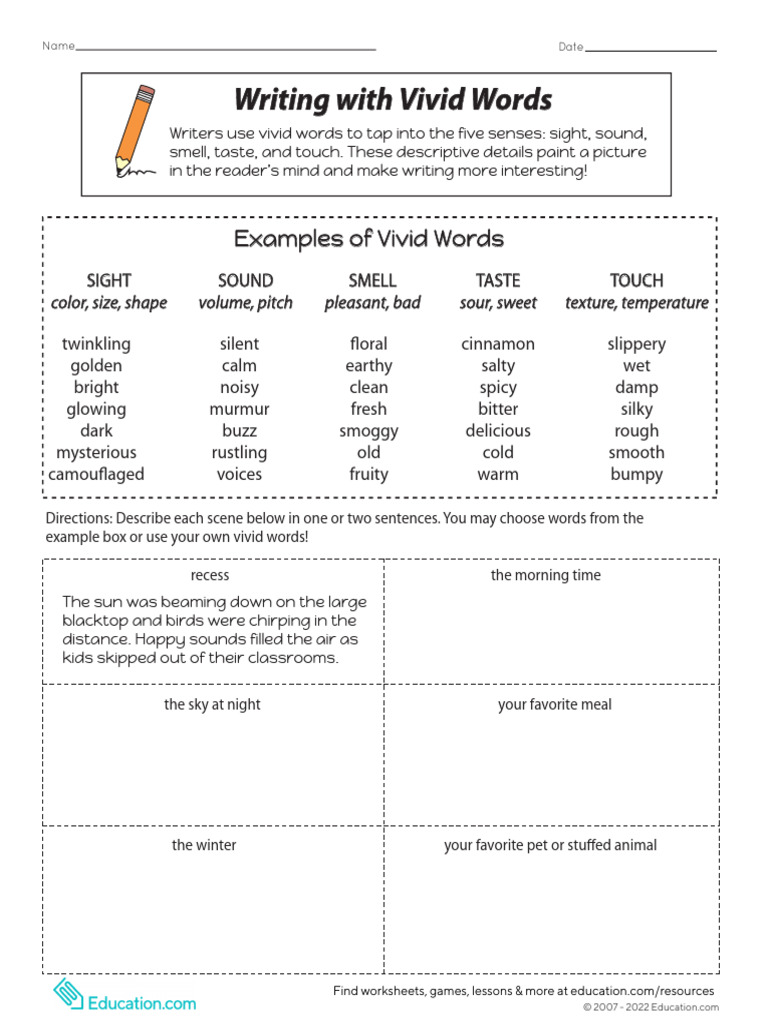 Writing With Vivid Words | PDF