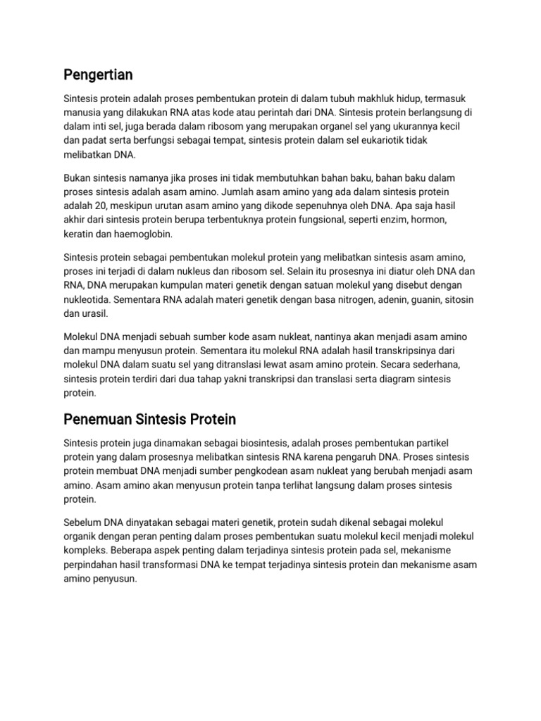 Proses Sintesis Protein dalam Sel | PDF