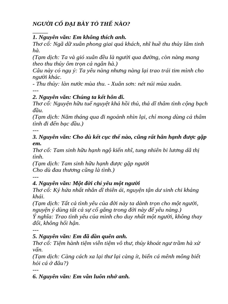 Người Cổ Đại Bày Tỏ Thế Nào | PDF