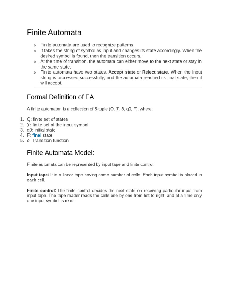 Finite Automata | PDF