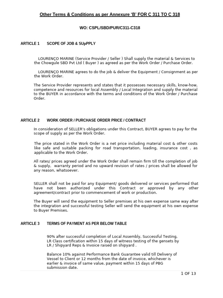 Commercial Terms Conditions For | PDF | Indemnity | Business Law