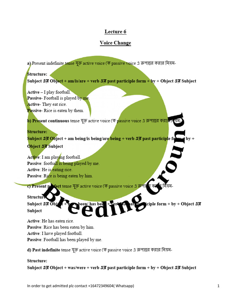 Voice Change Rules in English Grammar | PDF | Verb | Grammatical Tense