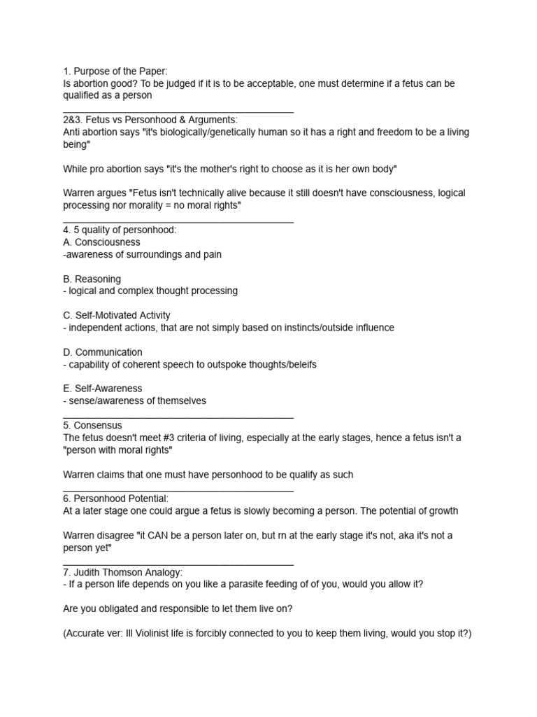 Marry Anne Paper Summary | PDF | Abortion | Thought