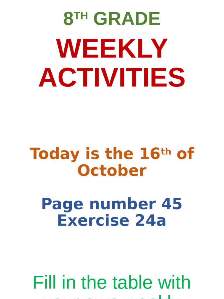 8th Grade Weekly Planner | PDF