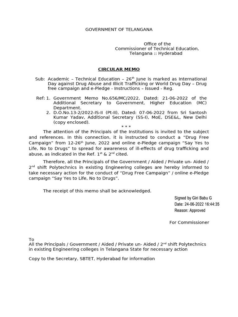 Circular Memo - Drug Abuse | PDF | Crimes | Crime & Violence