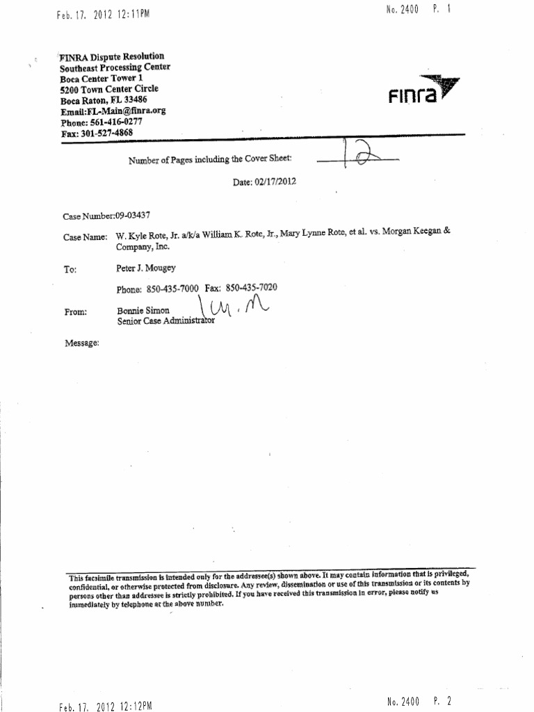Finra Award Notice To Kyle Rote Jr. | PDF