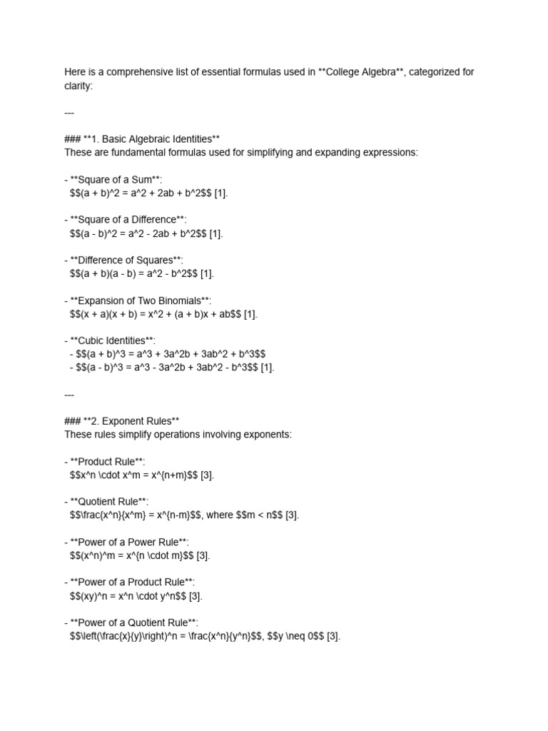 Algebraic Identities__ | PDF | Algebra | Mathematical Concepts