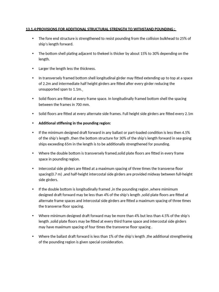 Structures To Compensate Panting and Pounding and Transom Stern and ...