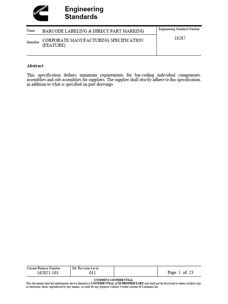 Barcode Labeling Specification 18287 | PDF | Barcode | Specification ...