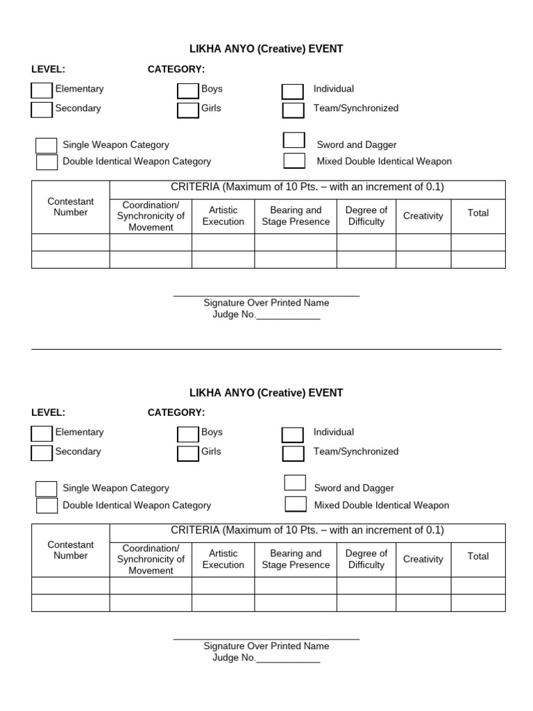 LIKHA ANYO SCORESHEETS Final | PDF