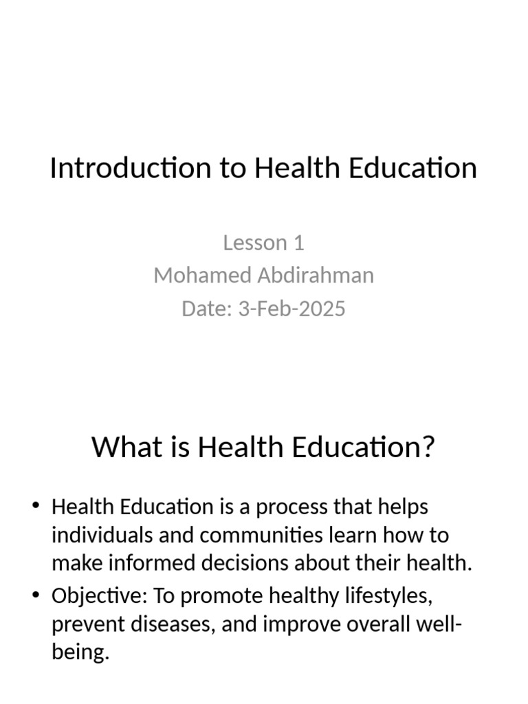 Health Education: Key Concepts & Importance | PDF