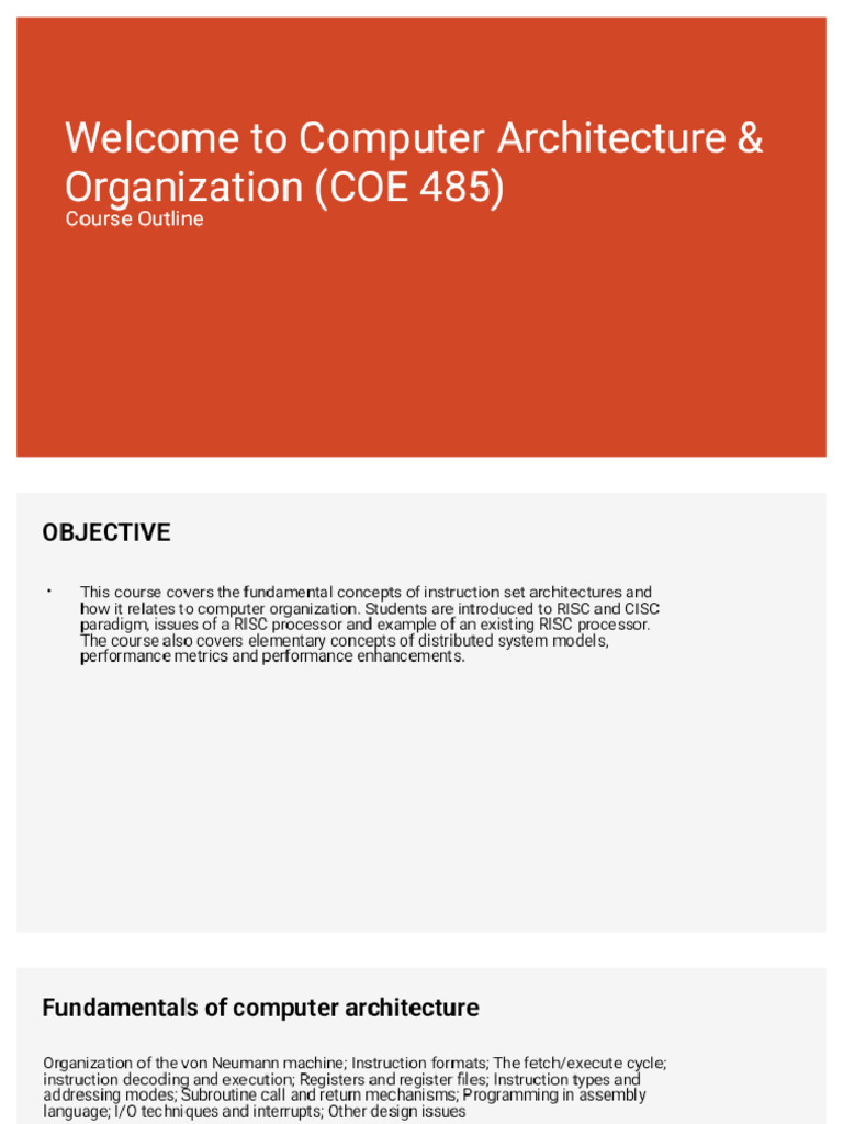 L00-Computer Architecture & Organization_Phoenix | PDF