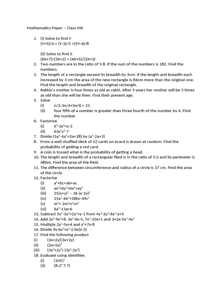 Mathematics Paper Icse | PDF