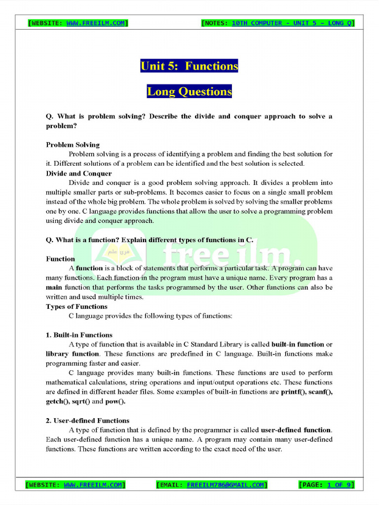 10th Comp CH 5 LongQ | PDF