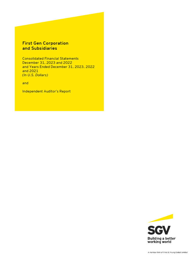 First Gen 2023 Financial Statements | PDF | Audit | Going Concern