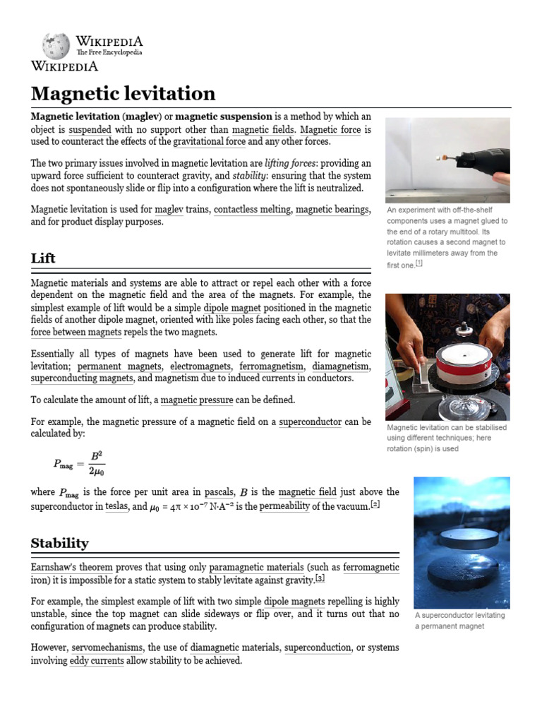 Magnetic Levitation Techniques Explained | PDF | Electromagnetism ...