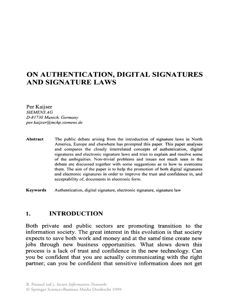 On Authentication, Digital Signature.. | PDF | Authentication | Public Key Cryptography