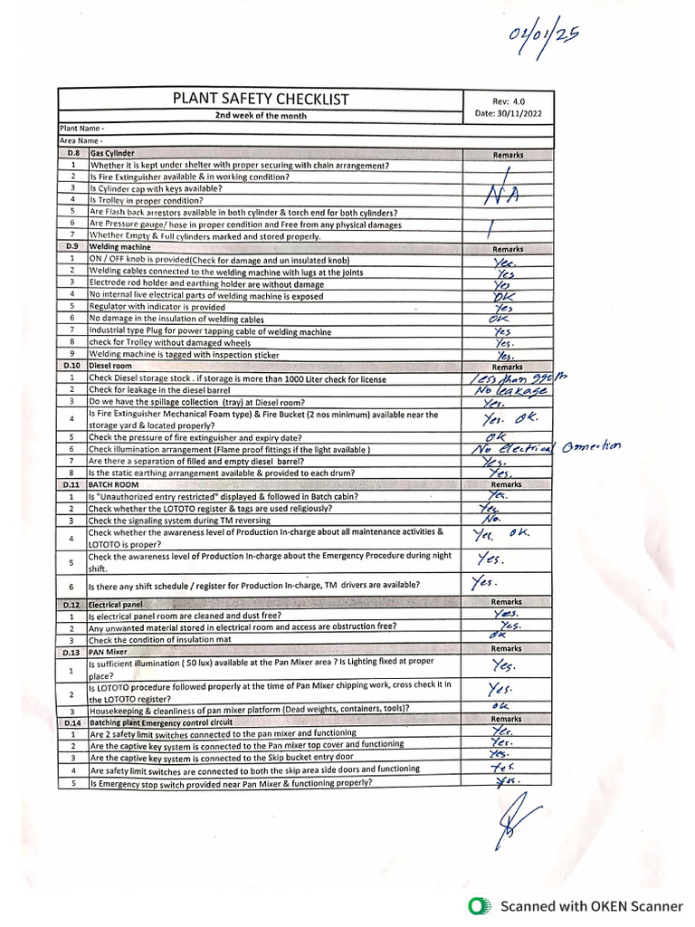 Weekly Cheklist. | PDF