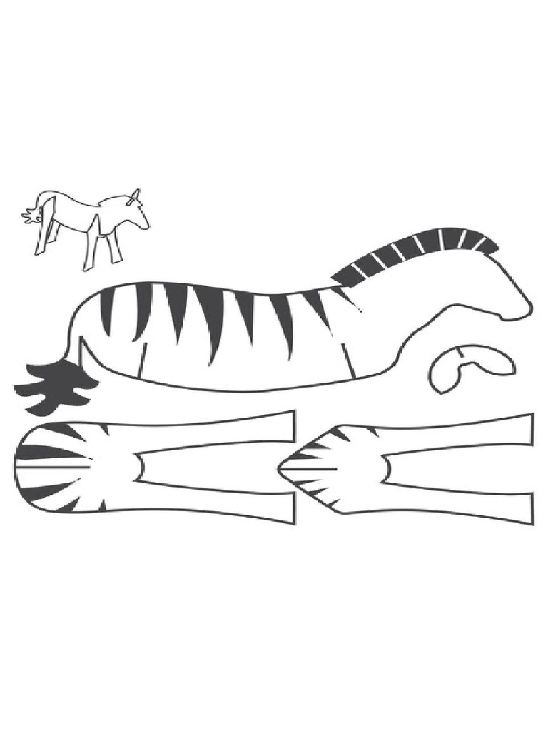 3-D assemble Shapes Zebra worksheet for kids | PDF