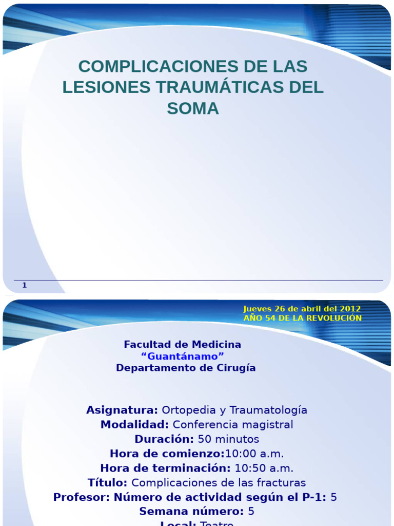 Complicaciones de Lesiones Traumáticas | PDF | Traumatologia | Hueso