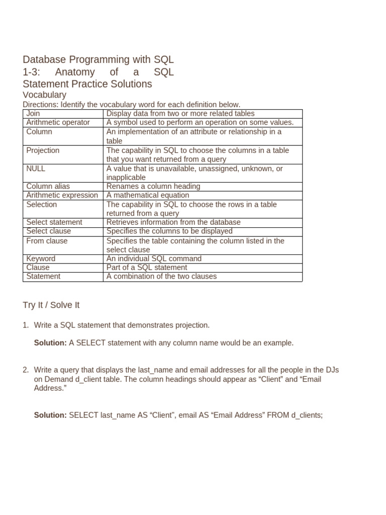 DP_1_3_Solution_w | PDF | Sql | Information Technology Management