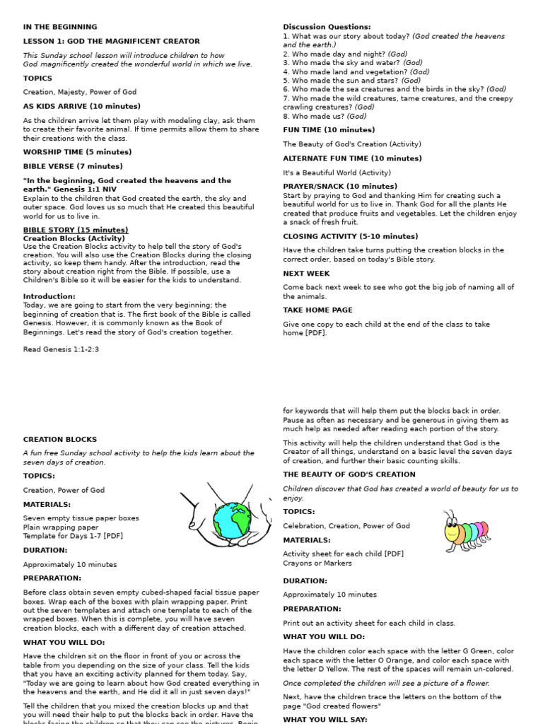 God's Creation Story for Kids | PDF | Genesis Creation Narrative