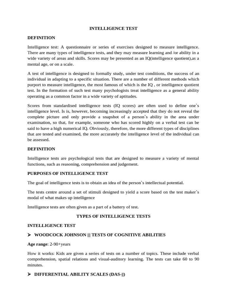 Education Intelligence Test | PDF | Intelligence Quotient | Intelligence