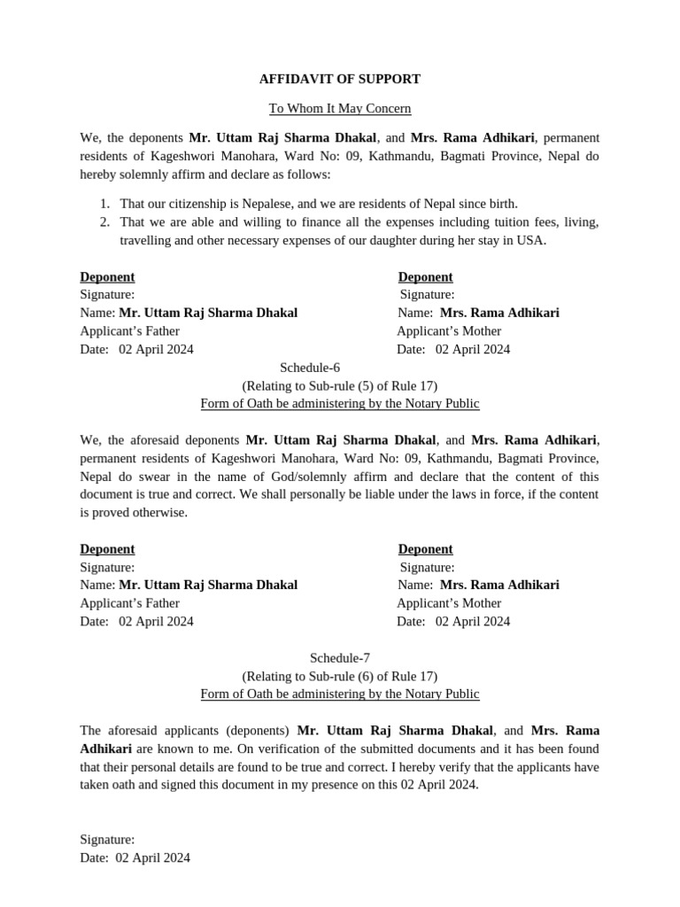 Affidavit of Support - Canada. | PDF | Affidavit | Practice Of Law