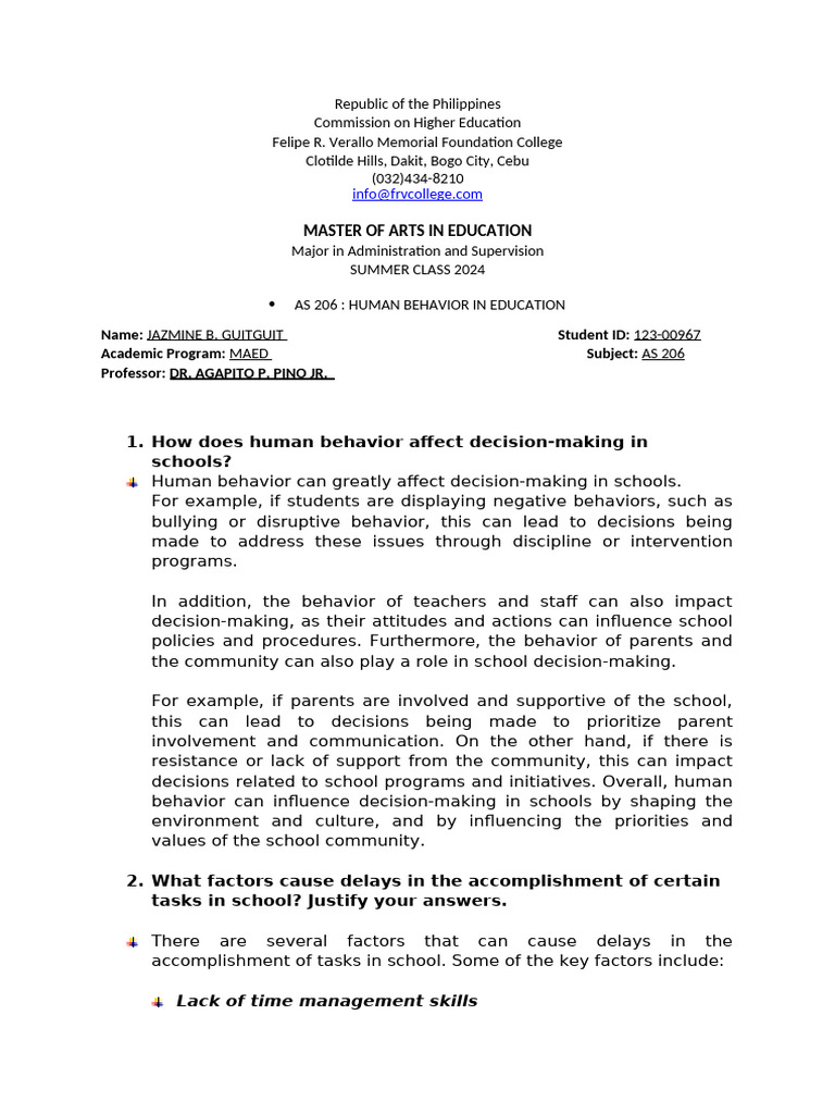 As206-Module 1 - Guitguit, Jazmine | PDF | Professional Skills | Procrastination