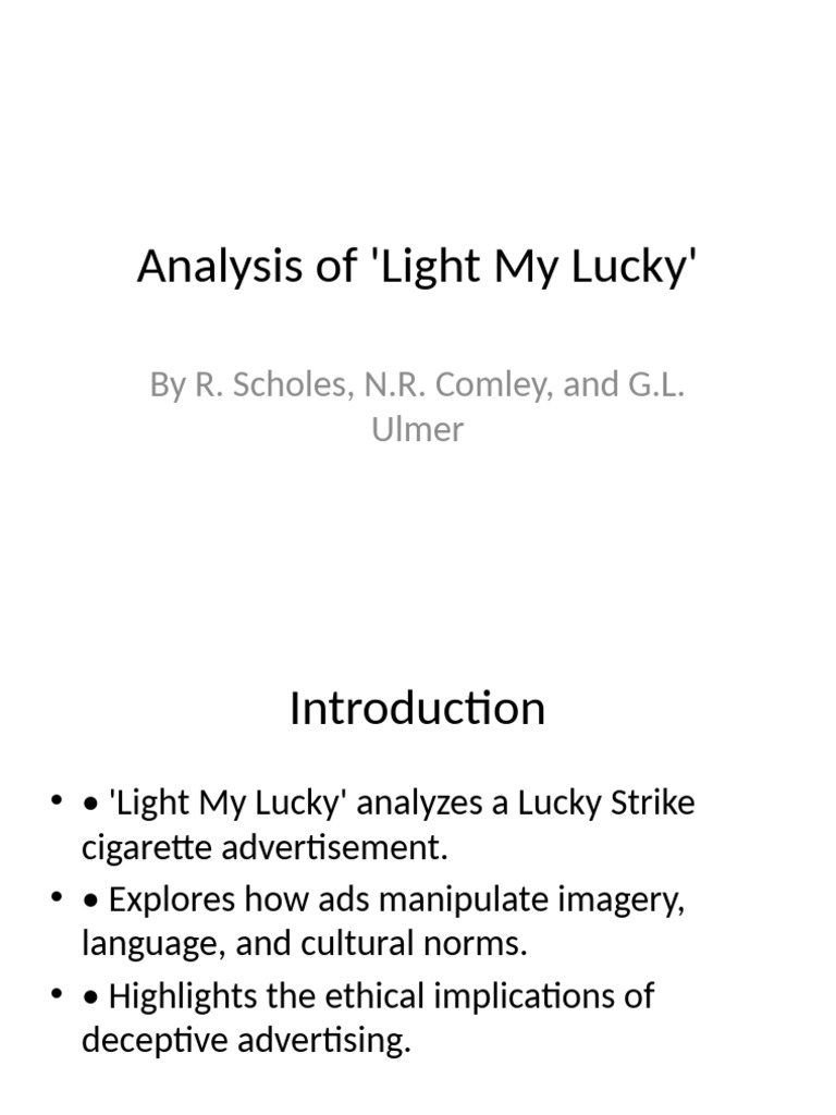 Deceptive Advertising in 'Light My Lucky' | PDF