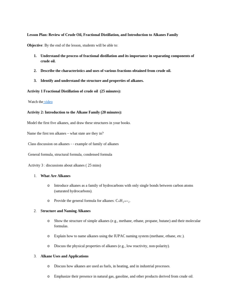 LESSON 17B FRI 291124 Introducing Alkanes B | PDF