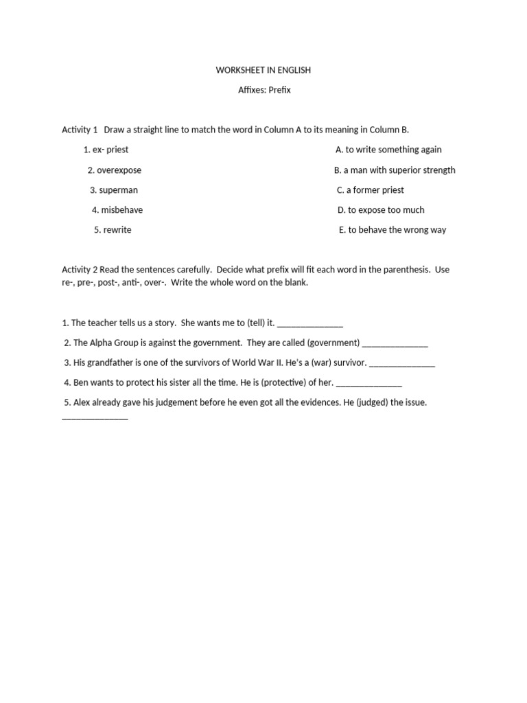 Worksheet in English Sept 142023 | PDF