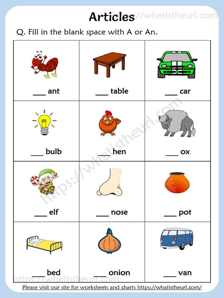 Articles Worksheets For Grade 1 | PDF