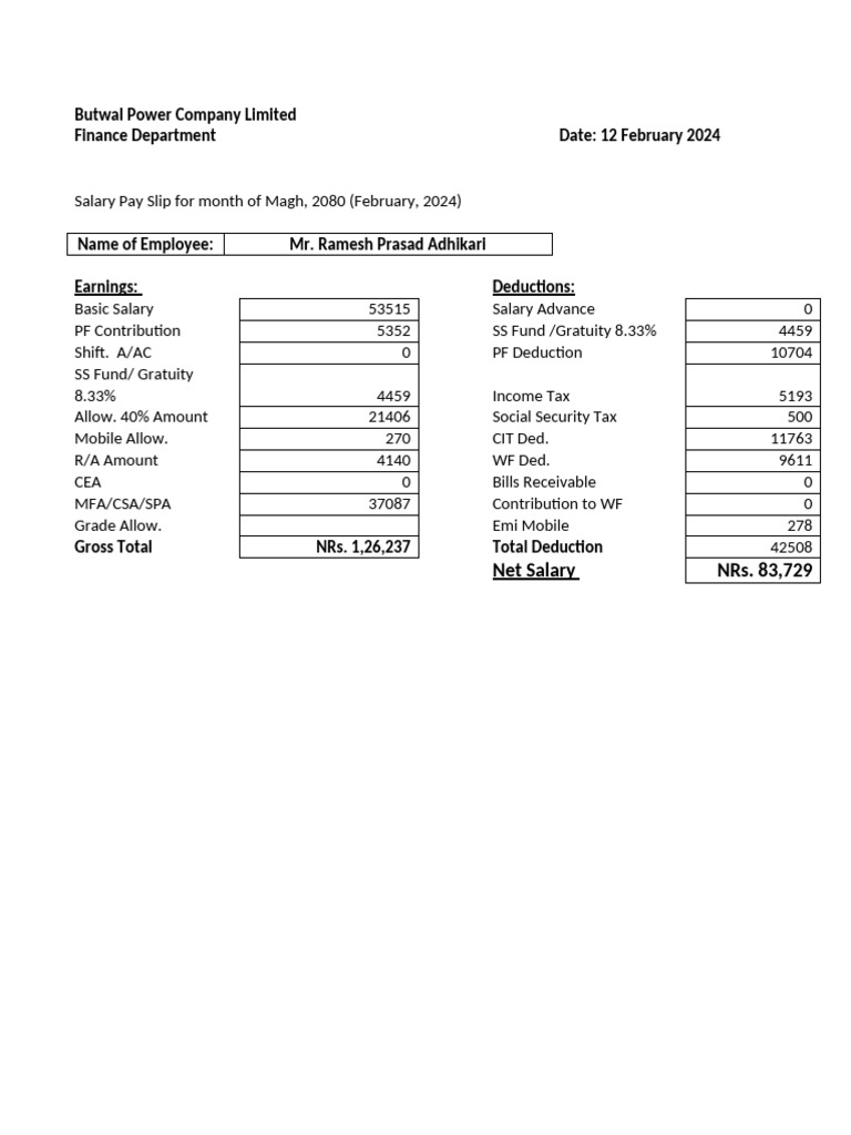 Payslip Sample | PDF