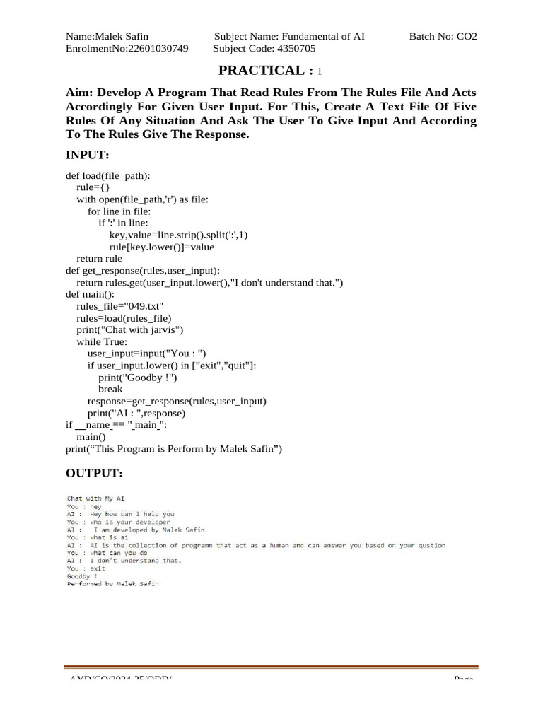 SAFIN_AI_PRAC_1-14 (1) | PDF | Computing | Computer Programming