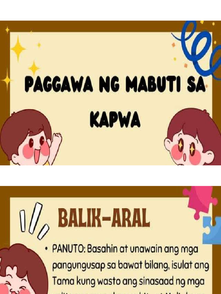 Paggawa NG Mabuti Sa Kapwa | PDF