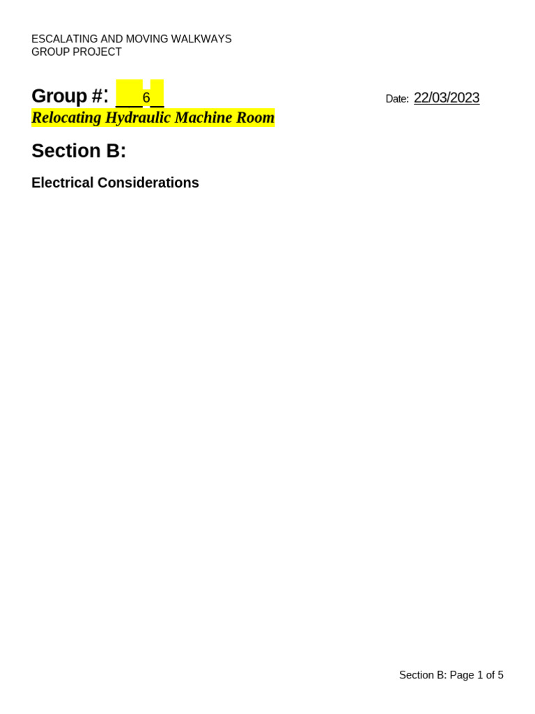 Project Template Section B (2) | PDF | Elevator | Electrician