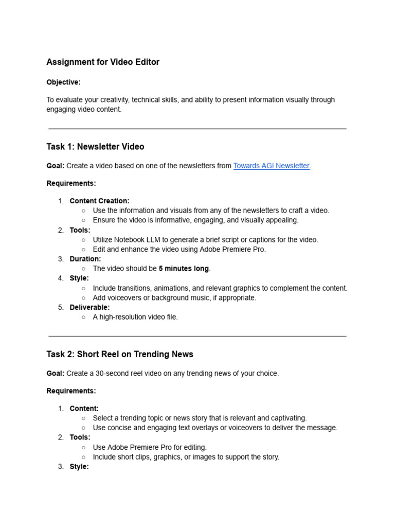 Video Editing Assignment Overview | PDF