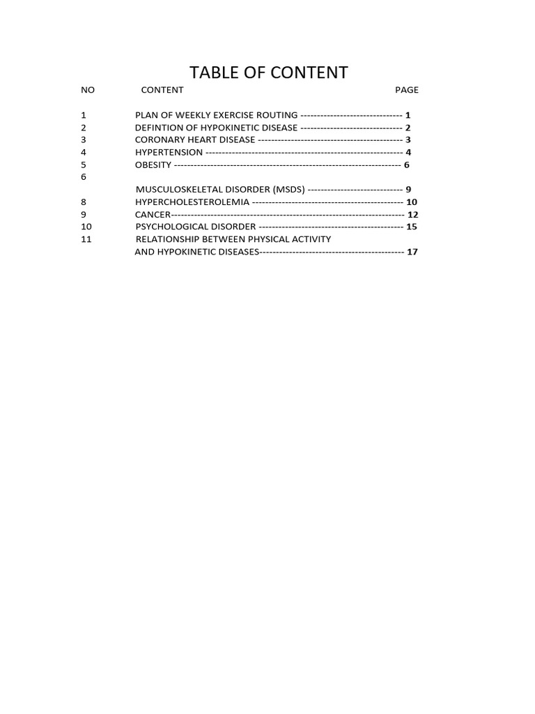 Weekly Exercise and Hypokinetic Diseases | PDF