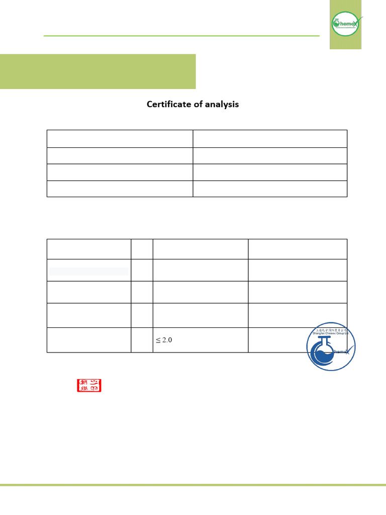 COA of Benzalkonium CHEMEX | PDF