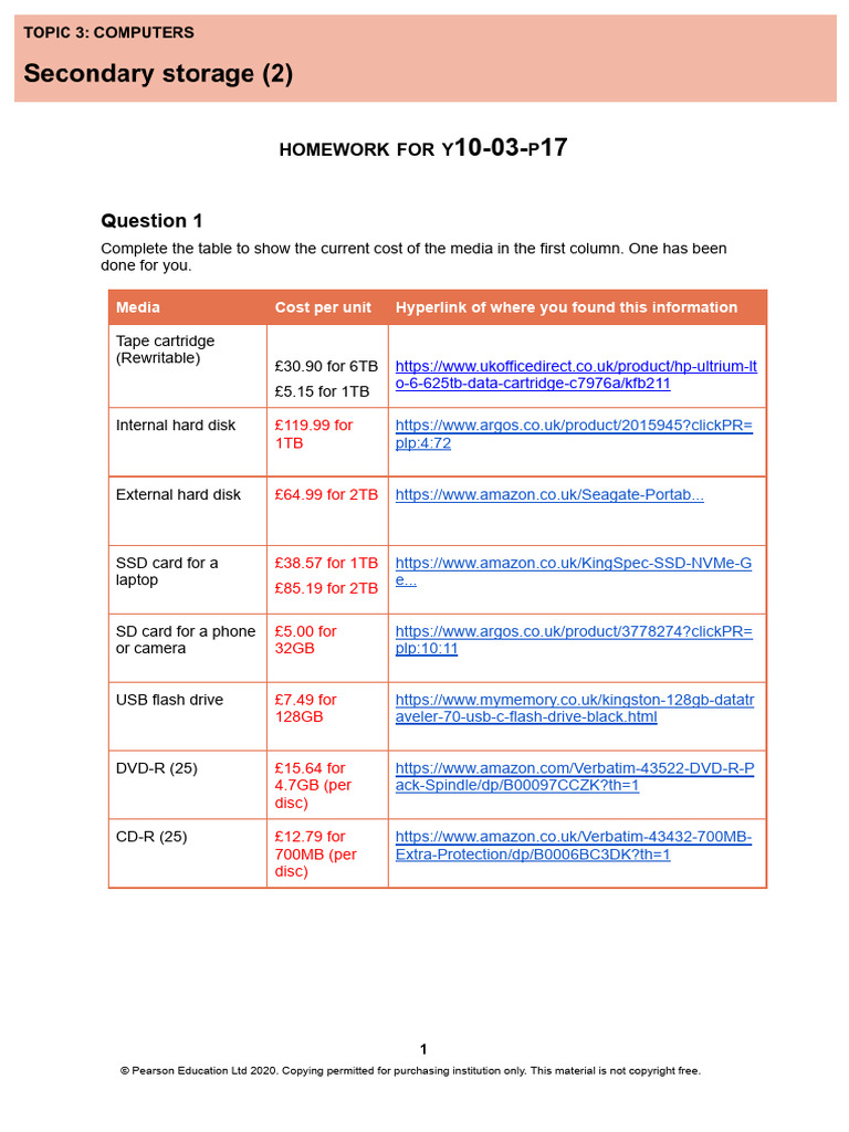 Hamzeh Al Jazzar - Y10_03_P17_Homework | PDF | Byte | Hard Disk Drive